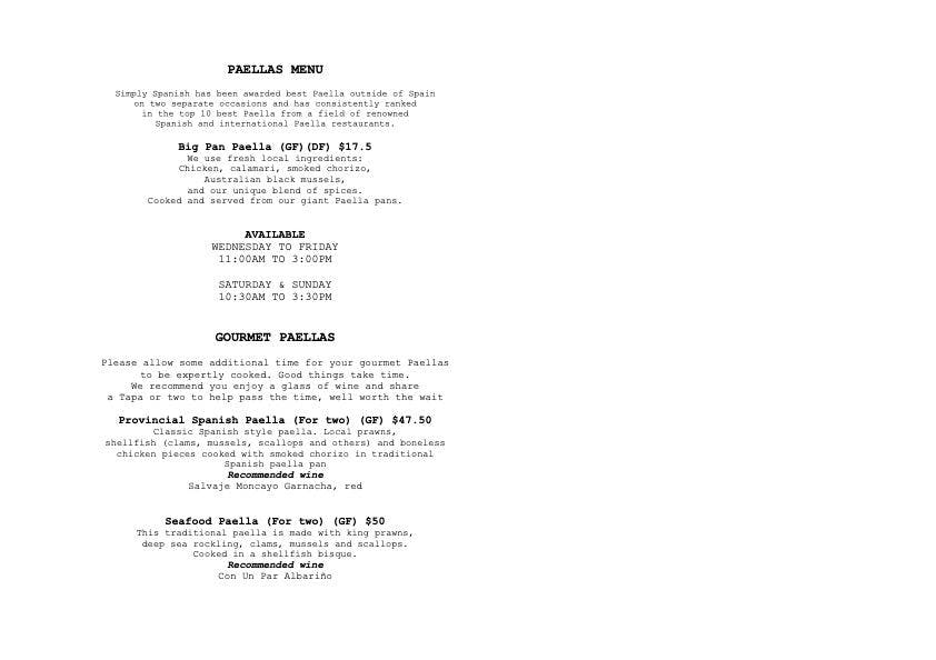 Simply Spanish SOUTH MELBOURNE | Book Now! - inline online bookings